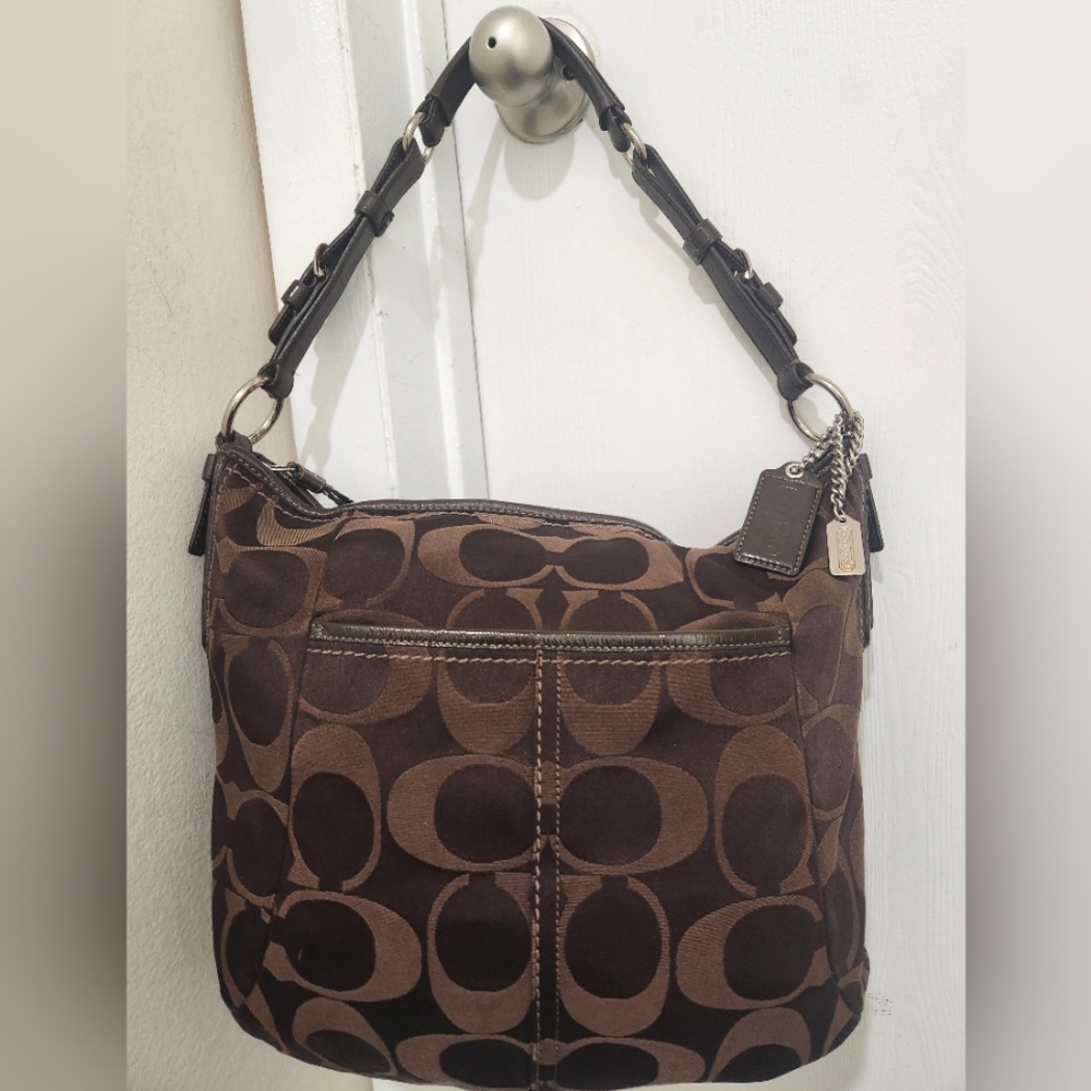 Coach Hobo Purse Chocolate Brown CC Signature Print H… - Gem